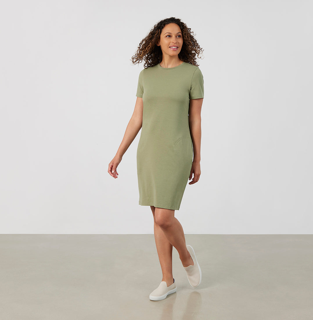 Green Threshold T-Shirt Dress | Bluffworks