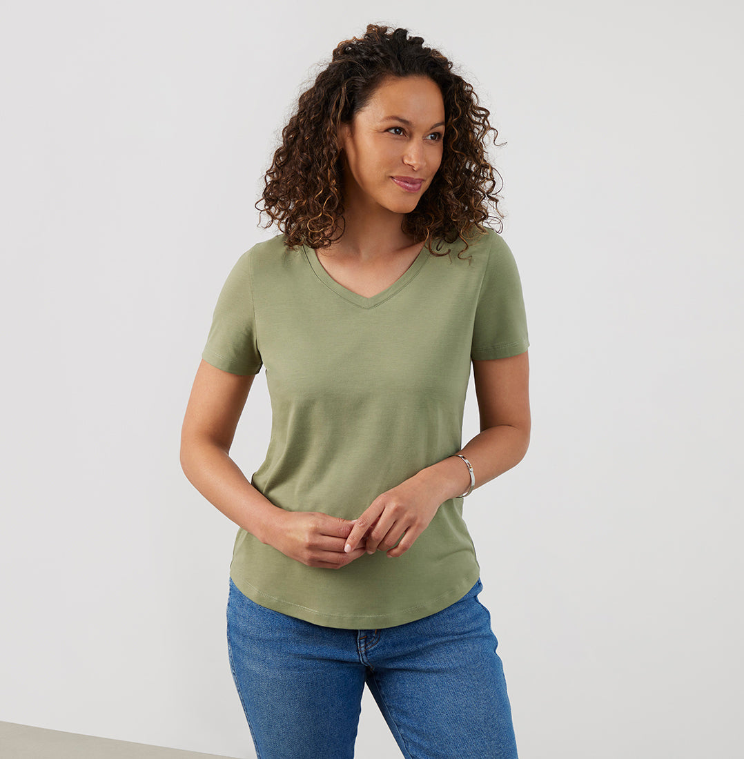 Threshold Sage Green V-Neck T-Shirt - Women's Regular Fit | Bluffworks